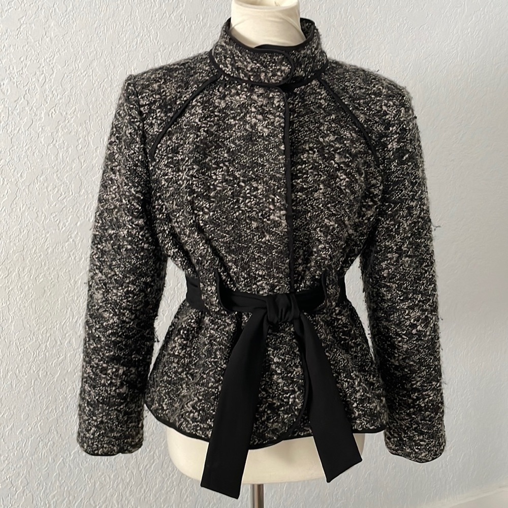 Sandro Tweed Jacket With Tie In Front. Size Lp - Gem